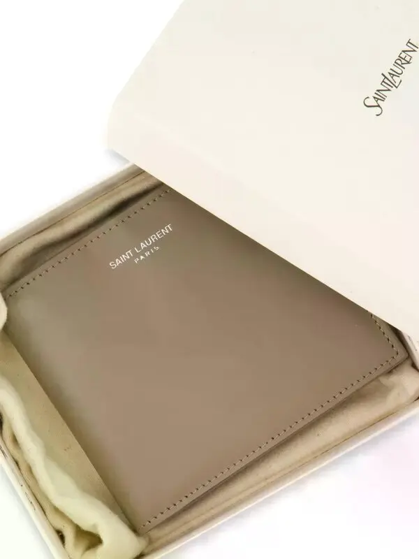 Saint Laurent Paris Logo-print Wallet - Neutrals