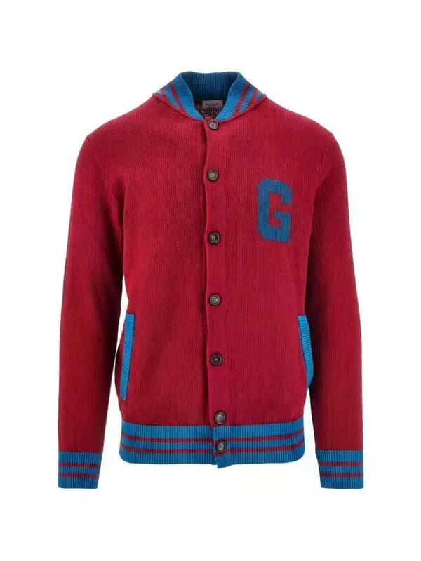 GALLIA Logo-patch Striped-trim Bomber Jacket - Red