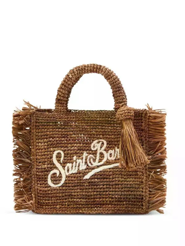 MC2 SAINT BARTH Mini Fringed Raffia Tote Bag
