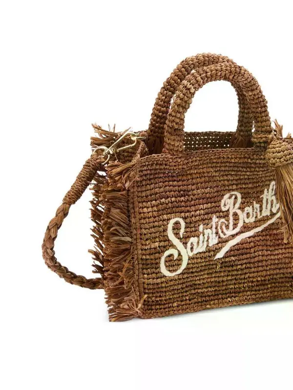 MC2 SAINT BARTH Mini Fringed Raffia Tote Bag