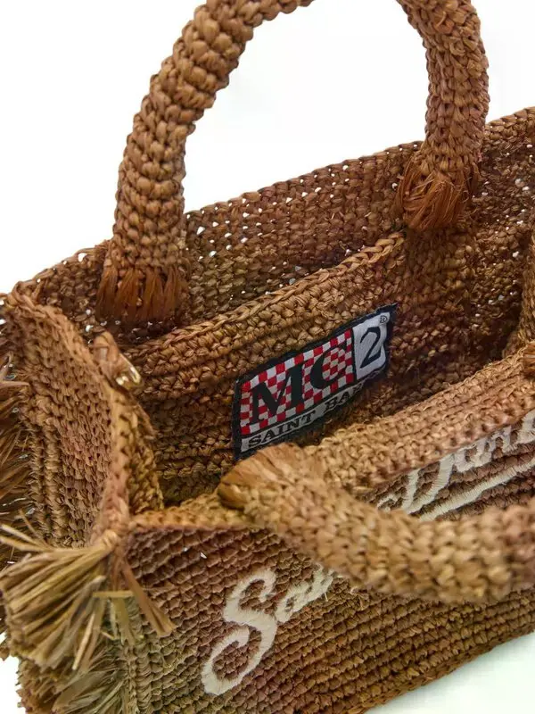 MC2 SAINT BARTH Mini Fringed Raffia Tote Bag