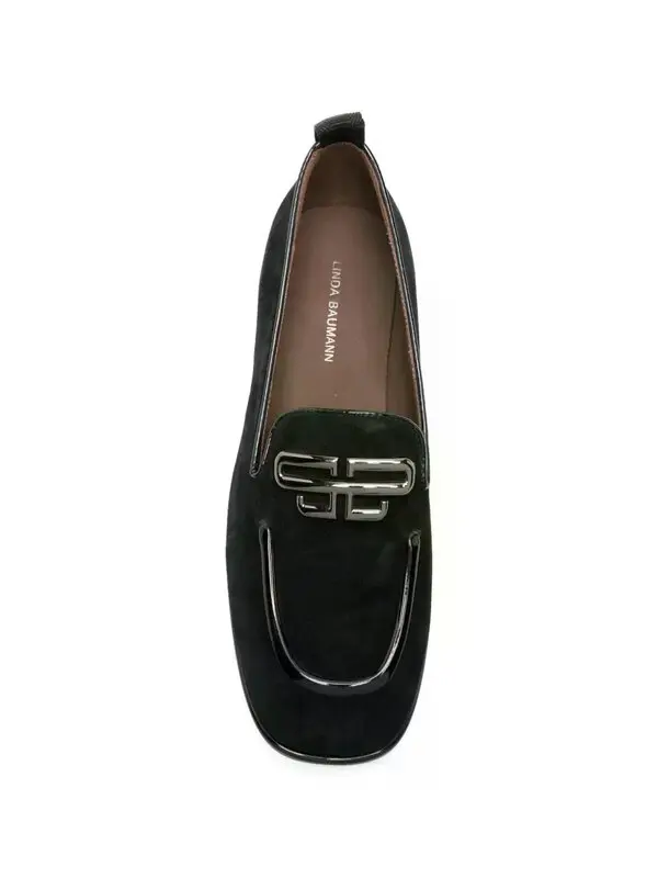 LINDA BAUMANN Suede Loafers With Logo Plaque
