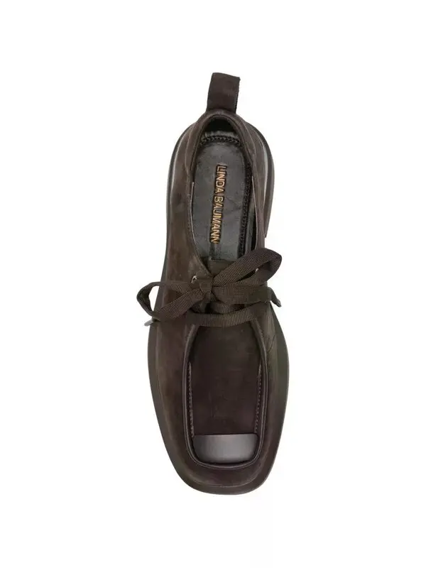 LINDA BAUMANN Suede Derby Shoes With Silver-tone Hardware