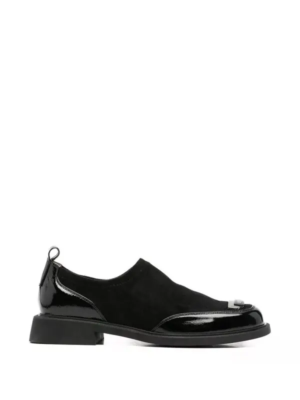 LINDA BAUMANN Patent-panelled Plaque-detail Loafers - Black