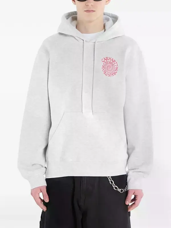 Carhartt Work In Progress Graphic Print Drawstring Hoodie - Grey