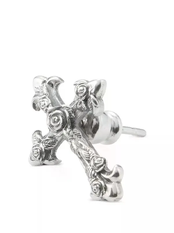 Emanuele Bicocchi Sterling Rose Cross Earring - Silver