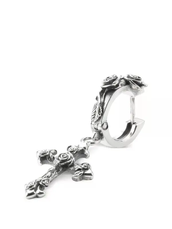 Emanuele Bicocchi Rose Cross Single Earring - Silver