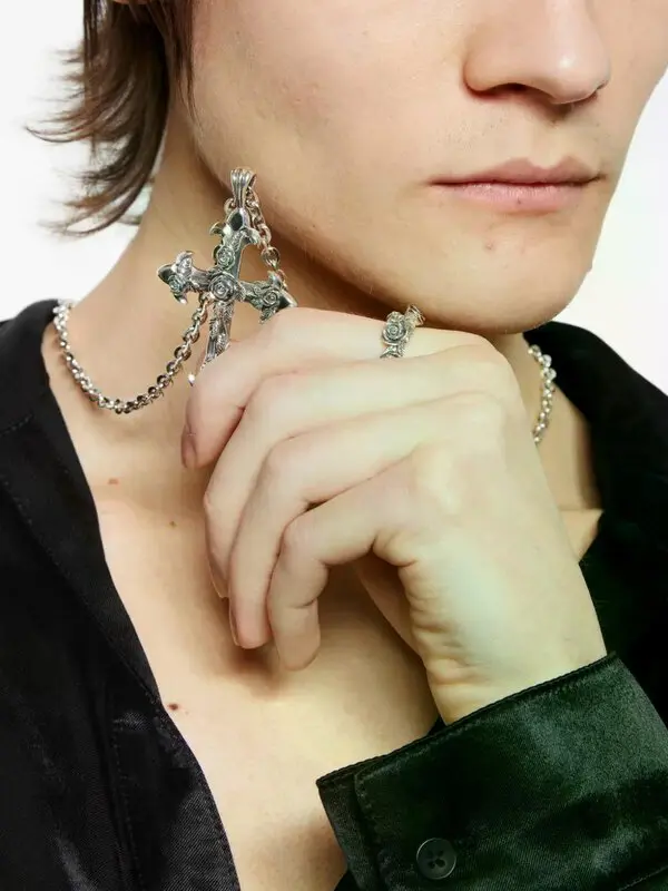 Emanuele Bicocchi Sterling Fleury Cross Necklace - Silver