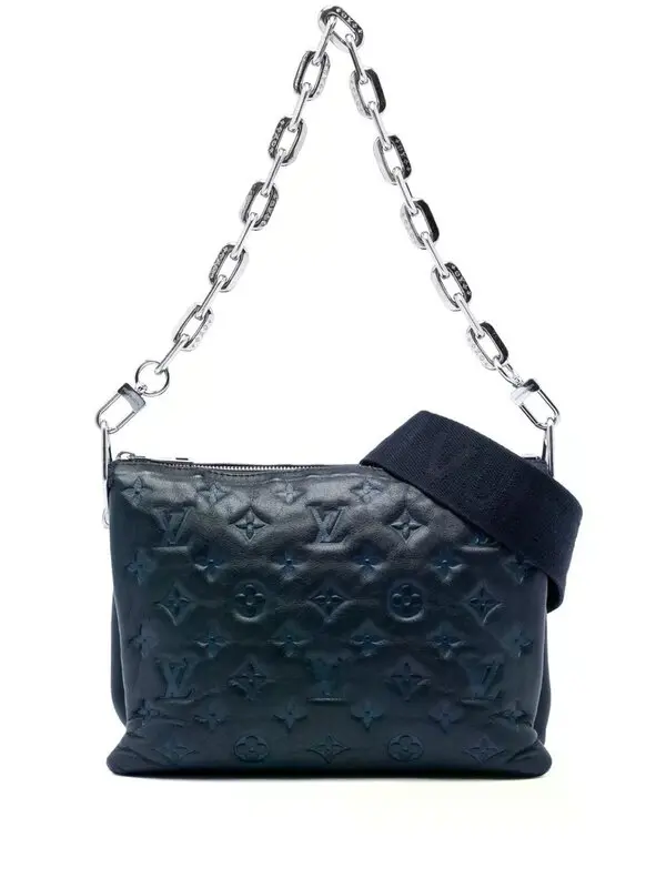LOUIS VUITTON Monogram Embossed Puffy Lambskin Coussin Pm - Blue