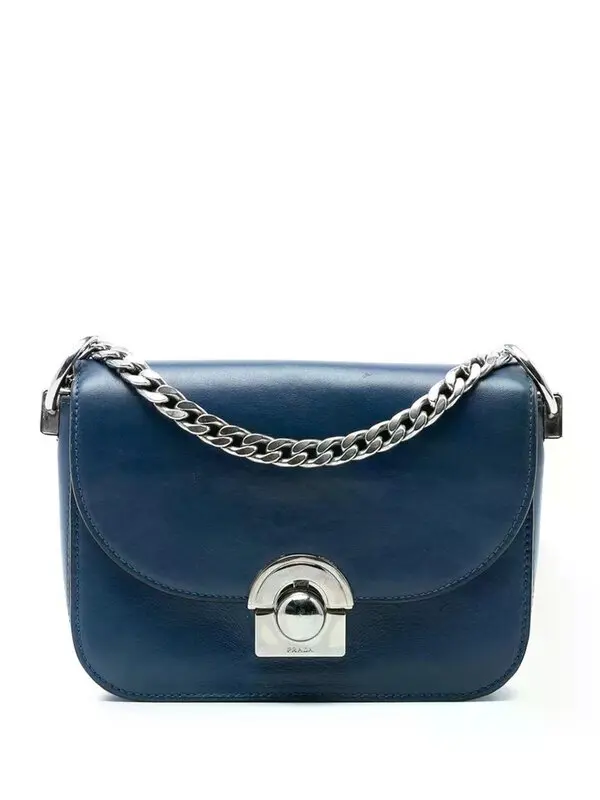 Prada Glace Calf Arcade Crossbody Bag - Blue