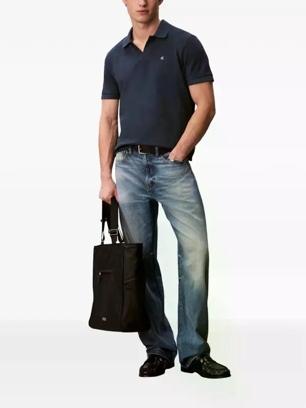 Calvin Klein Logo-embroidered Polo Shirt - Blue