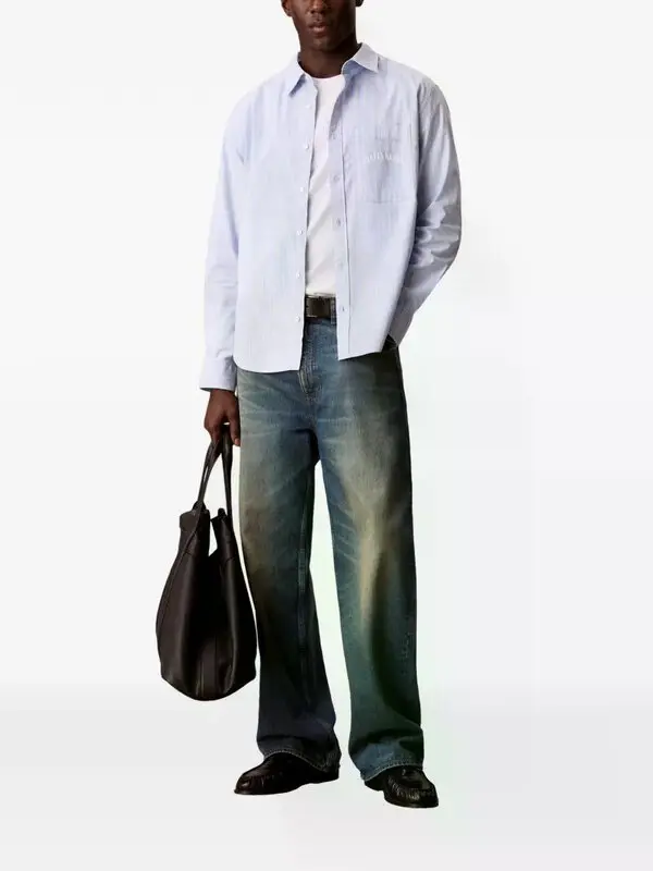 Calvin Klein Vertical-stripe Logo-print Shirt