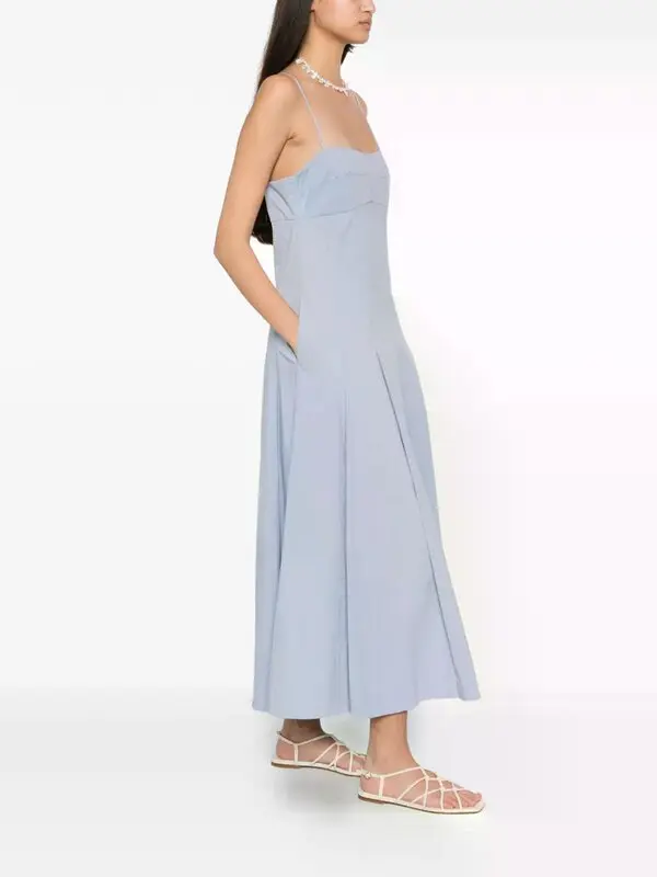 ST. AGNI Pleated Cotton Midi Dress