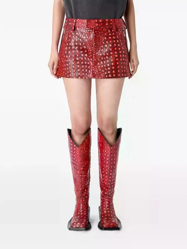Camper Textured Leather Zip Skirt