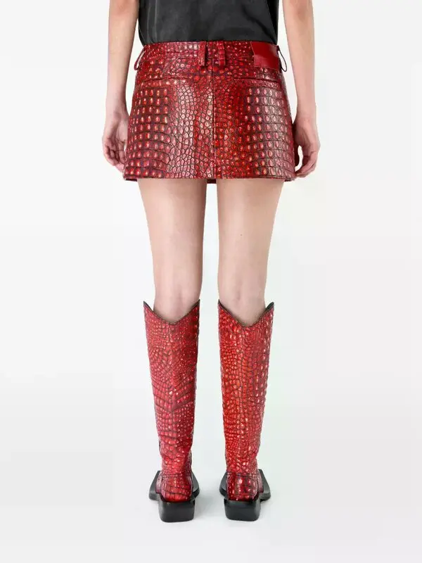Camper Textured Leather Zip Skirt