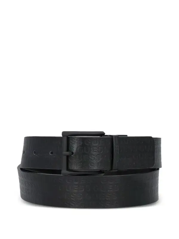 Guess Logo Embossed Buckle Belt - Black
