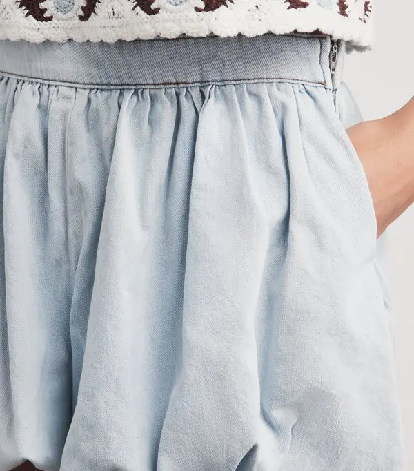 Maje Chambray Bubble Hem Skort - Blue