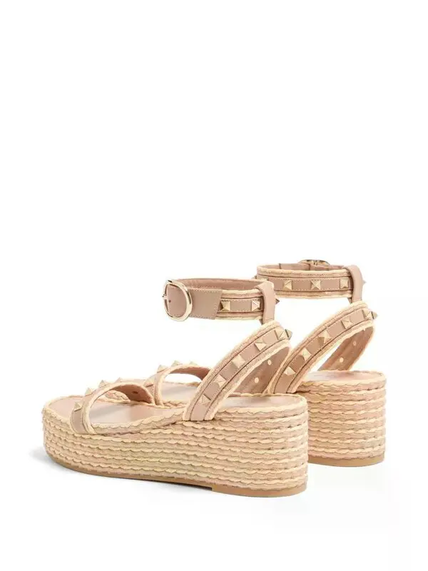 Valentino Garavani Rockstud Flatform Sandals In Calfskin