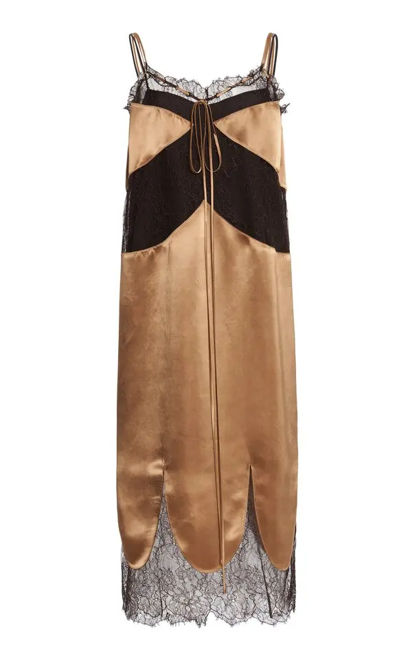FERRAGAMO Lace-trimmed Midi Dress - Tan