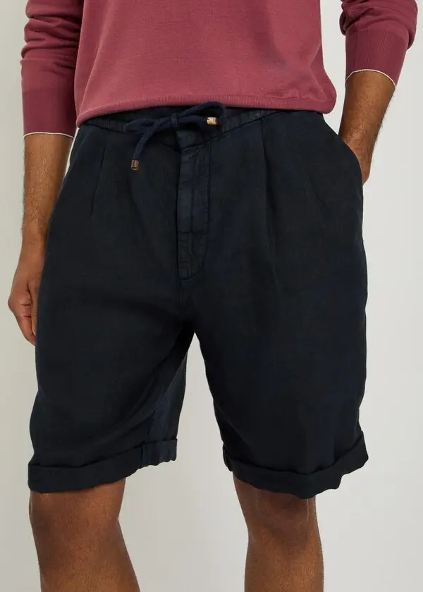 Brunello Cucinelli Linen Bermuda Shorts - Navy