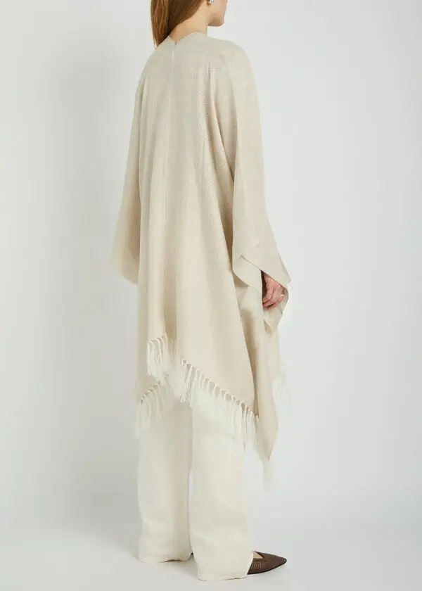 Brunello Cucinelli Metallic-knit Linen-blend Poncho