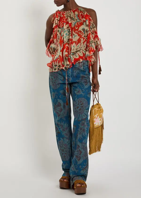 Etro Floral Print Straight Leg Jeans