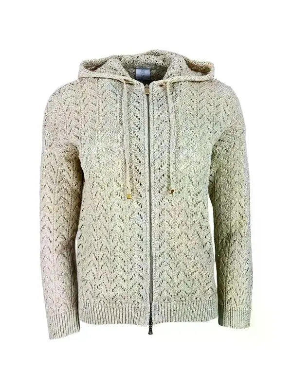 Eleventy Sequin Embellished Open-knit Hoodie