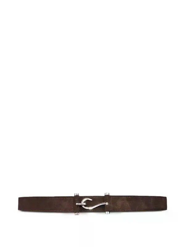 EDHEN MILANO Hook-fastening Suede Belt - Brown