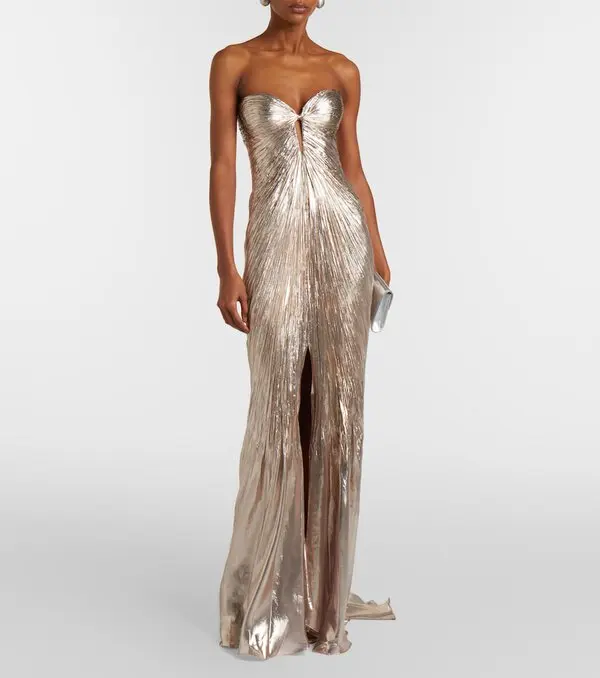 MARIA LUCIA HOHAN Silk-blend Chiffon Bustier Gown - Silver