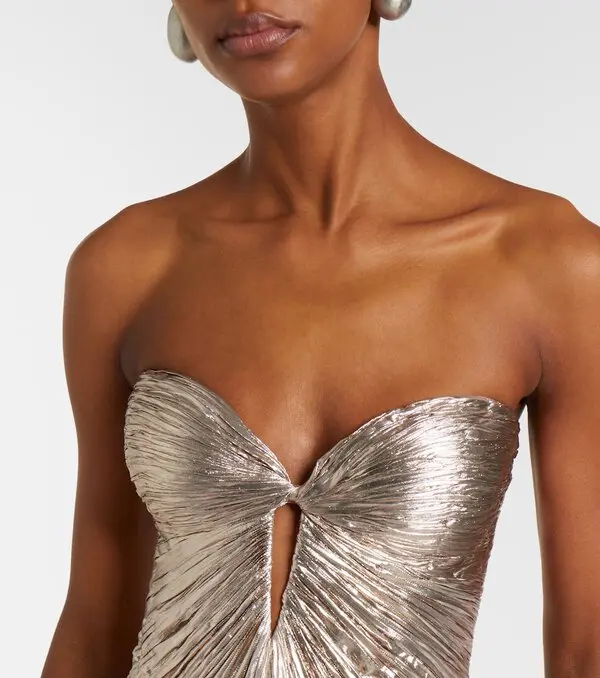 MARIA LUCIA HOHAN Silk-blend Chiffon Bustier Gown - Silver