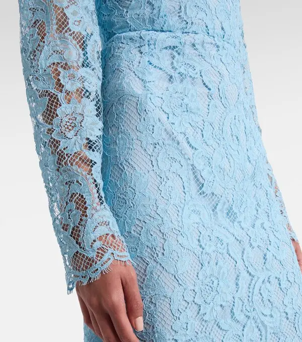 Dolce & Gabbana Cotton-blend Lace Midi Dress - Blue