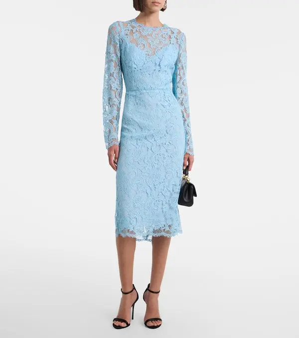 Dolce & Gabbana Cotton-blend Lace Midi Dress - Blue