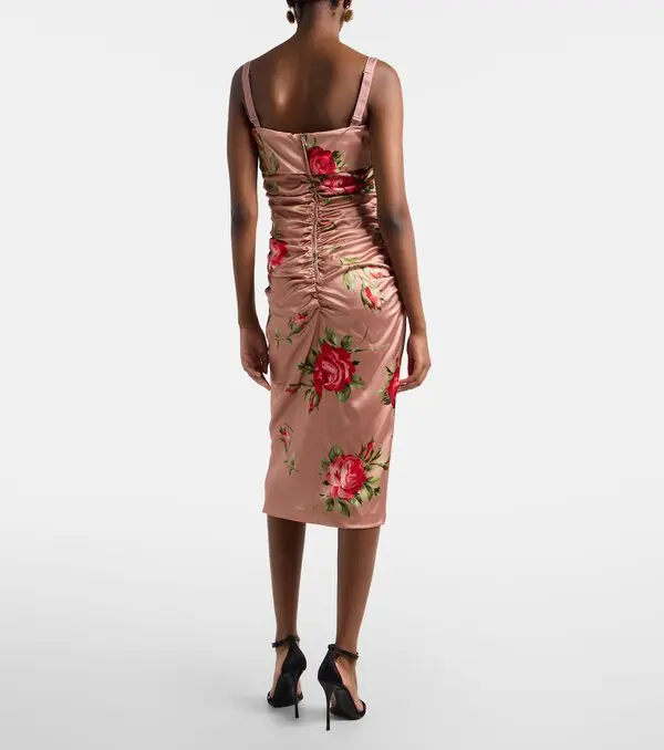 Dolce & Gabbana Floral Ruched Midi Dress