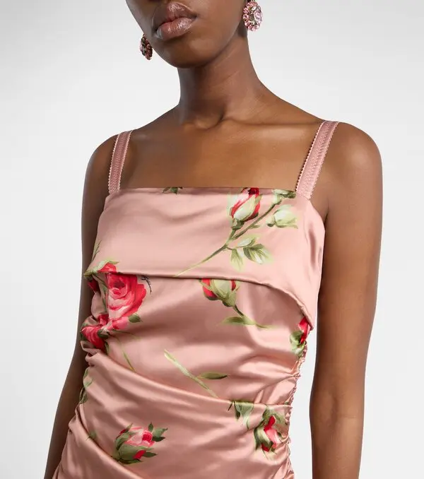 Dolce & Gabbana Floral Ruched Midi Dress