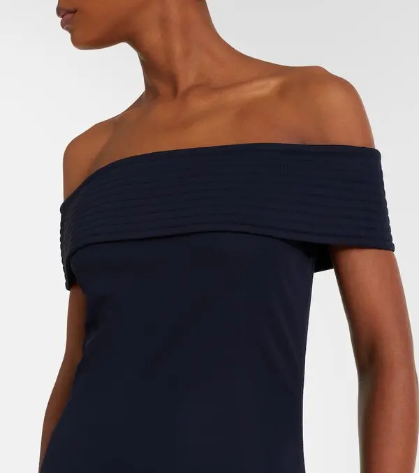 Alaïa Off-shoulder Jersey Maxi Dress - Blue