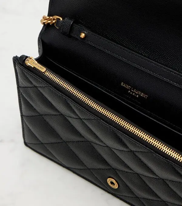 Saint Laurent Quilted Leather Wallet On Chain