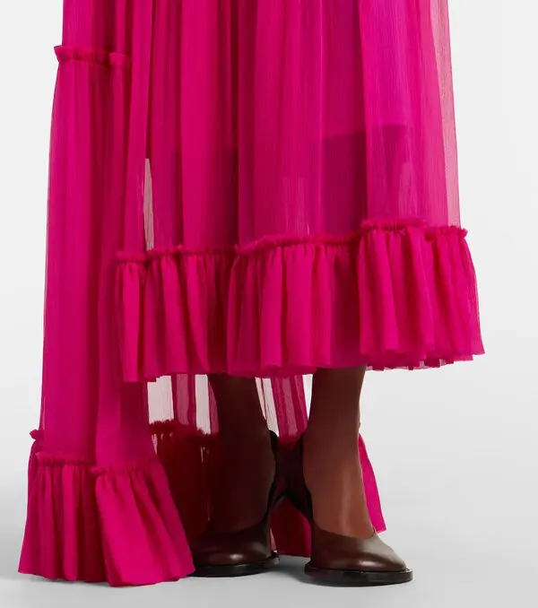Dries Van Noten Asymmetrical Silk Muslin Skirt
