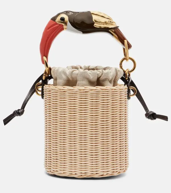 Chloé Tropicus Wicker Bucket Bag - Beige