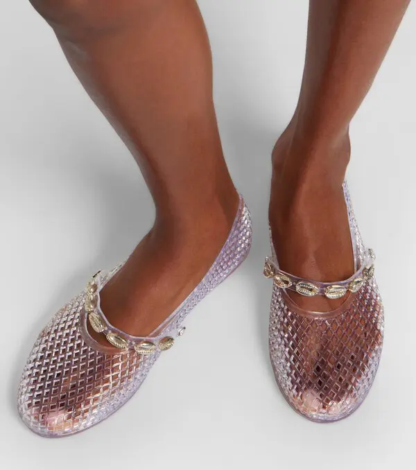 ANCIENT GREEK SANDALS Iro Embellished Ballet Flats - Transparent