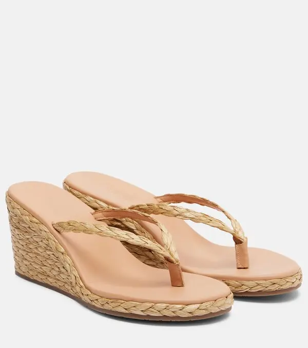 ANCIENT GREEK SANDALS Raffia Wedge Thong Sandals - Beige