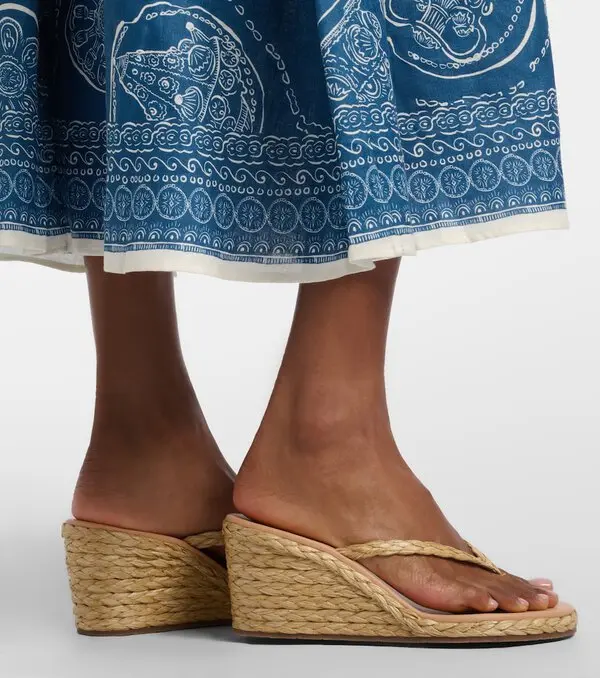 ANCIENT GREEK SANDALS Raffia Wedge Thong Sandals
