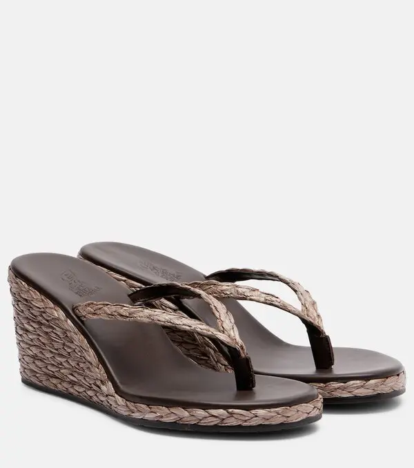 ANCIENT GREEK SANDALS Raffia Wedge Thong Sandals