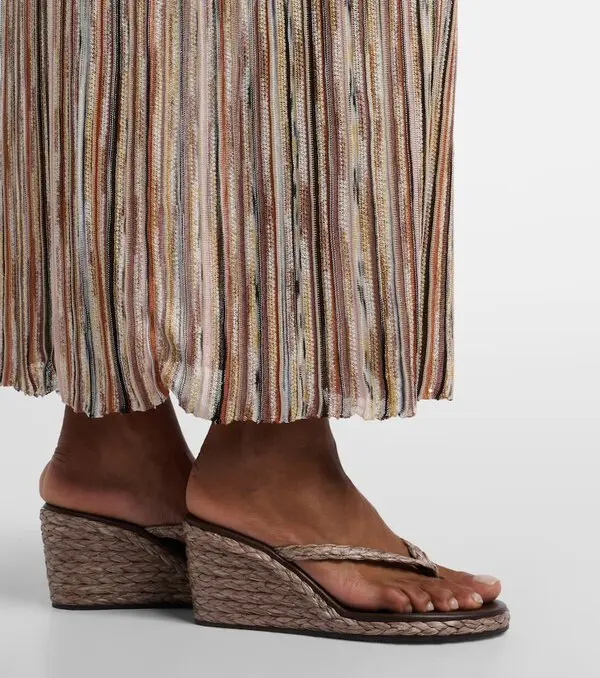 ANCIENT GREEK SANDALS Raffia Wedge Thong Sandals