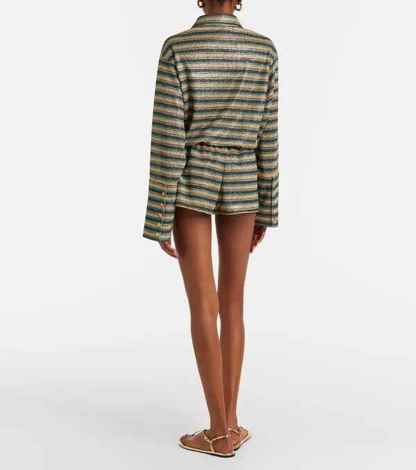Oseree Lumiere Striped Metallic Shorts - Multicoloured