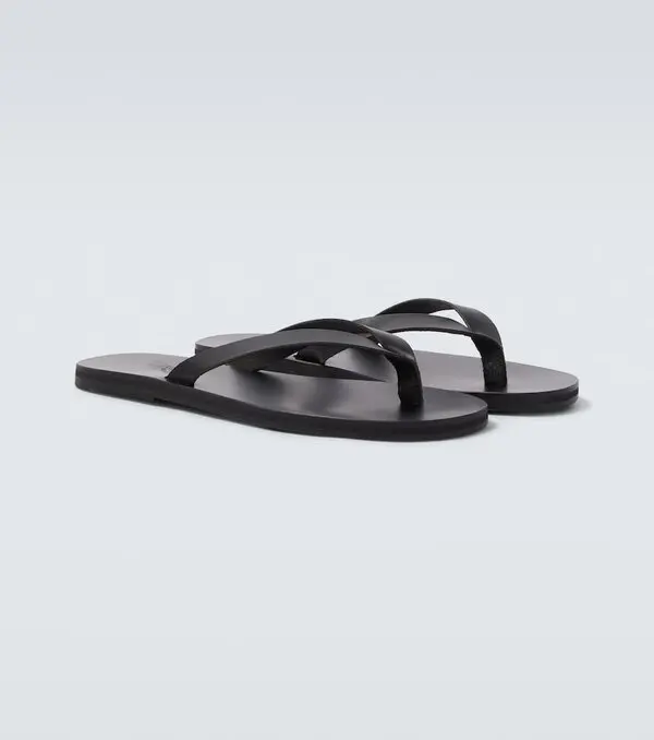 ANCIENT GREEK SANDALS Solon Leather Thong Sandals - Black