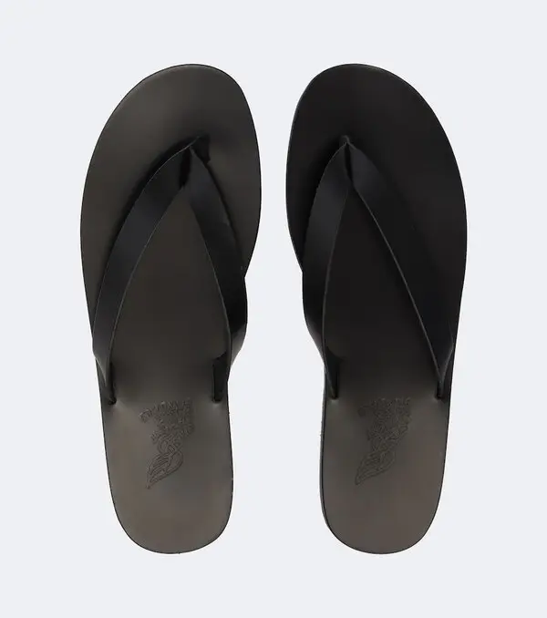 ANCIENT GREEK SANDALS Solon Leather Thong Sandals - Black