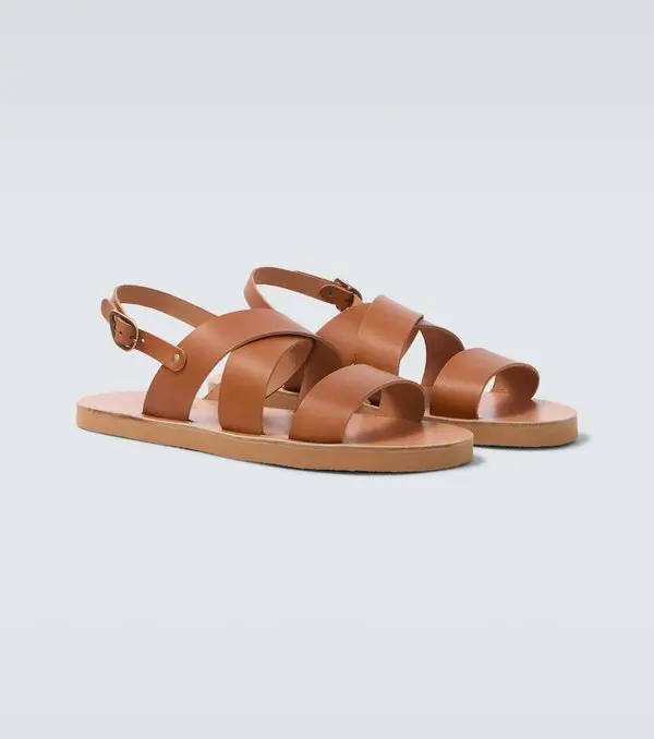 ANCIENT GREEK SANDALS Miltos Leather Slingback Sandals - Brown