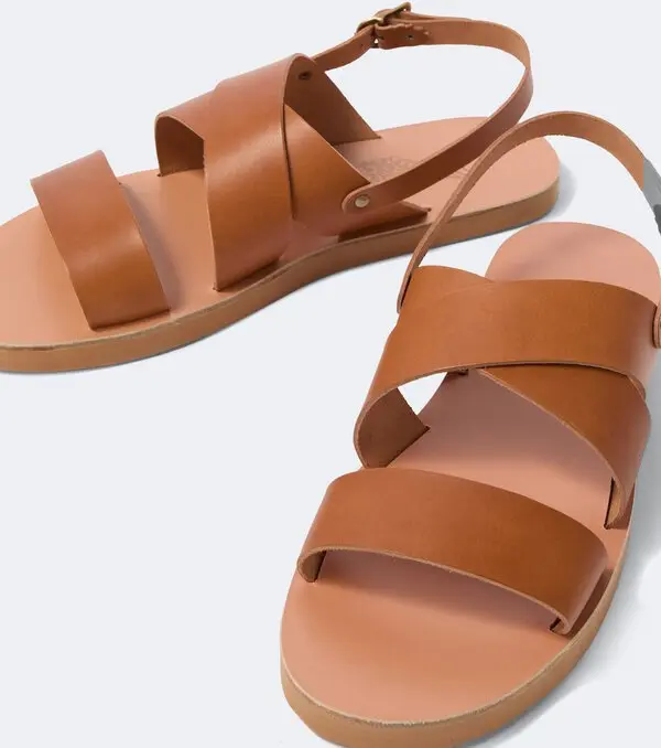 ANCIENT GREEK SANDALS Miltos Leather Slingback Sandals - Brown