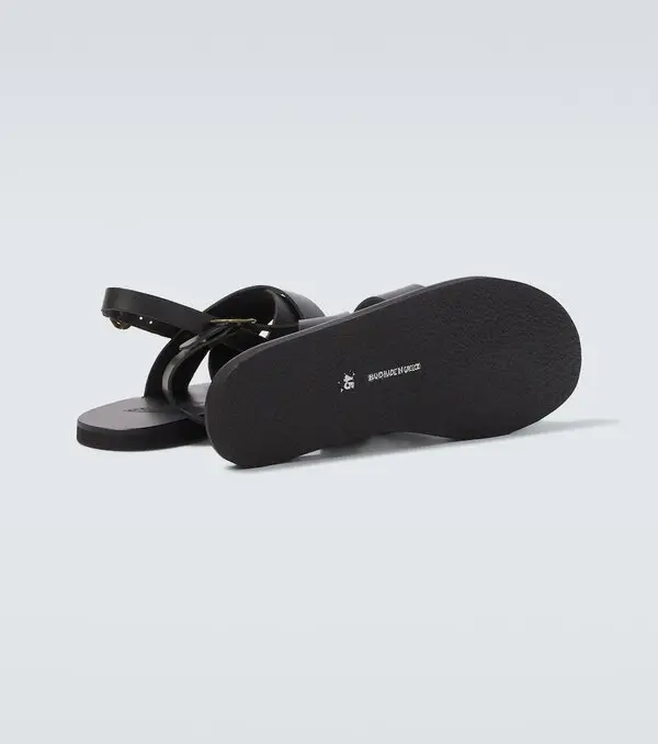 ANCIENT GREEK SANDALS Miltos Leather Slingback Sandals - Black