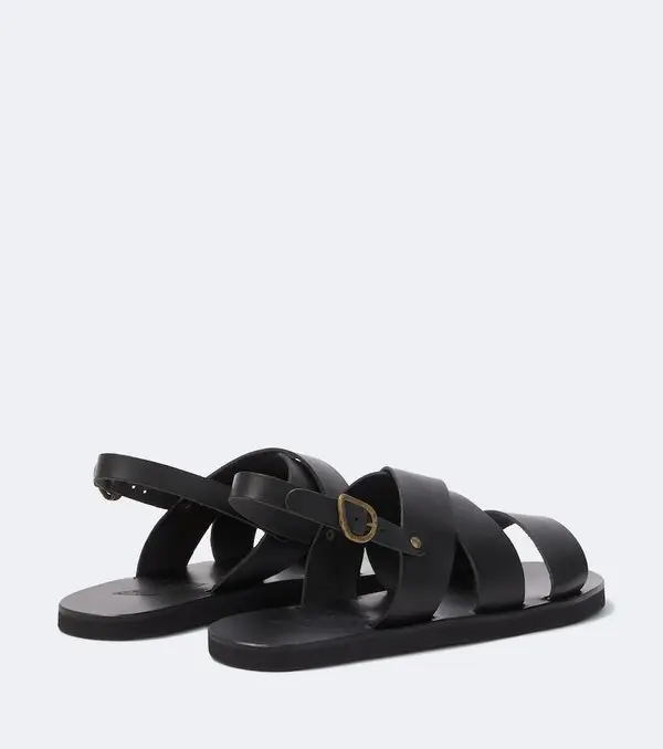 ANCIENT GREEK SANDALS Miltos Leather Slingback Sandals - Black